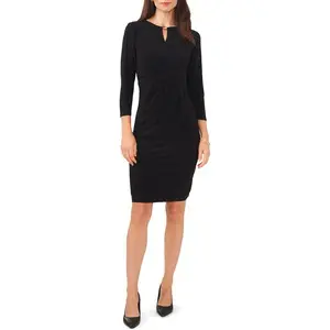 Chaus Keyhole Faux Wrap Dress - Black