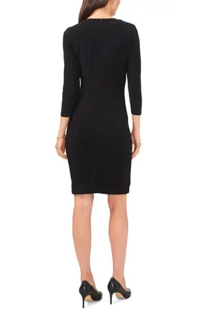 Chaus Keyhole Faux Wrap Dress - Black