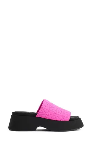 Dkny Logo Quilt Platform Slide Sandal