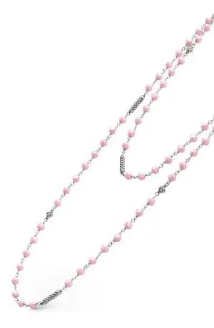Lagos Caviar Icon Ceramic Bead Long Necklace - Pink