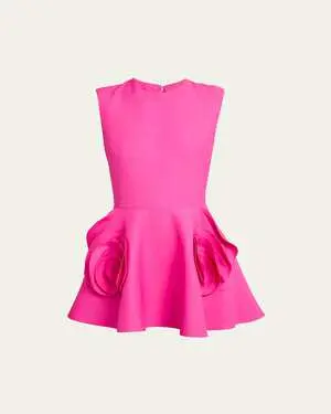 Valentino Garavani Crepe Couture Fit-And-Flare Mini Dress With Rosette  Details - Pink | Editorialist
