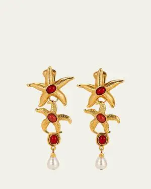 BEN-AMUN Starfish Clip-on Drop Earrings - Gold