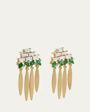 Ileana Makri 18k Yellow Diamond And Emerald Earrings - Gold