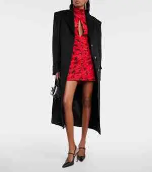 Alessandra Rich Floral Silk Minidress - Red