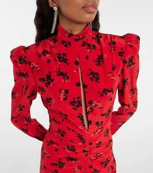 Alessandra Rich Floral Silk Minidress - Red