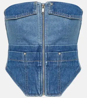 DION LEE Workwear Denim Corset Top - Blue