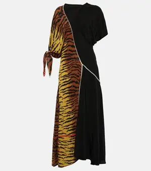 Victoria Beckham Asymmetric Animal-print Maxi Dress - Multicoloured