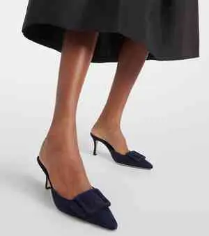 Manolo Blahnik Maysale 70 Suede Mules