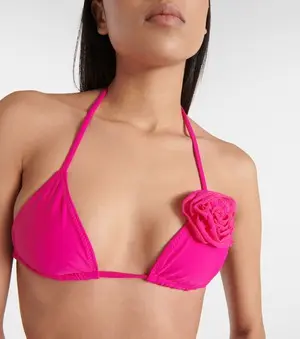 SAME Floral-appliqué Triangle Bikini Top