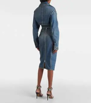 Alaïa Cropped Denim Wrap Jacket