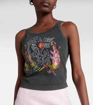 Alessandra Rich Printed Cotton Tank Top