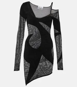 Attico Asymmetric Chiffon Mini Dress