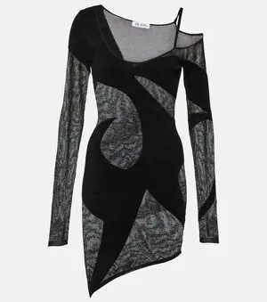 Attico Asymmetric Mini Dress - Black