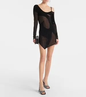 Attico Asymmetrical Chiffon Mini Dress