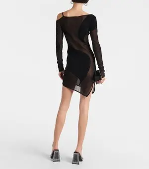 Attico Asymmetrical Chiffon Mini Dress