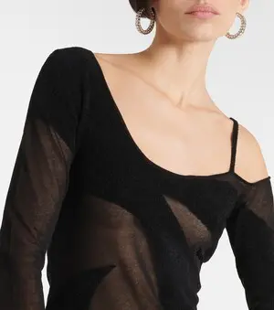 Attico Asymmetrical Chiffon Mini Dress
