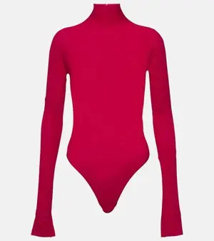 Alaïa Turtleneck Jersey Bodysuit - Pink