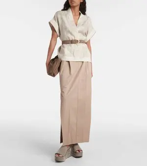 Brunello Cucinelli Suede Platform Slides - Grey