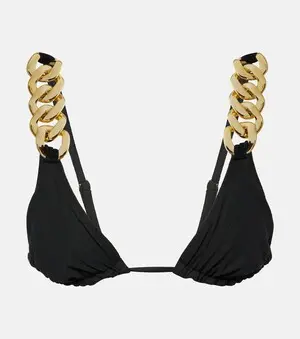 SAME Embellished Triangle Bikini Top - Black