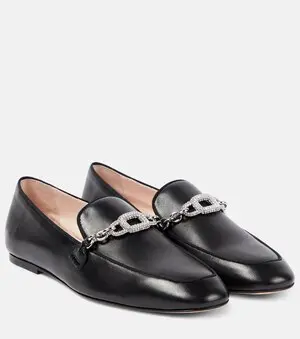 ROGER VIVIER Embellished Leather Loafers - Black