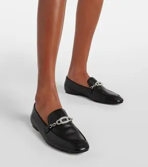 ROGER VIVIER Embellished Leather Loafers
