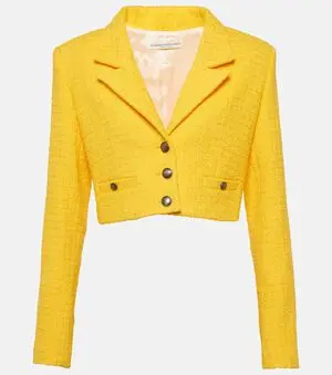 Alessandra Rich Cropped Bouclé Tweed Blazer