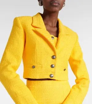 Alessandra Rich Cropped Bouclé Tweed Blazer