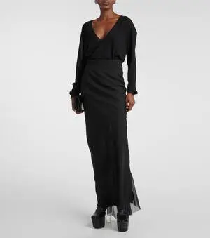 Rick Owens Silk Maxi Skirt - Black