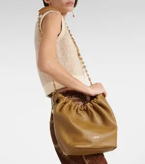 Loewe Squeeze Small Leather Shoulder Bag - Brown