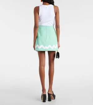 PATOU High-rise Cotton-blend Mini Skirt - Green