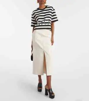 PATOU High-rise Denim Maxi Skirt - White