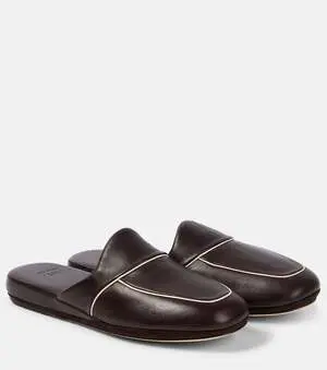 THE ROW Beck Leather Mules - Brown