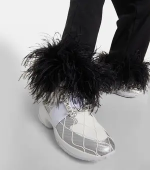 ROGER VIVIER Viv' Run Embellished Sneakers - Silver