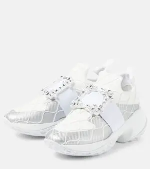 ROGER VIVIER Viv' Run Embellished Sneakers - Silver