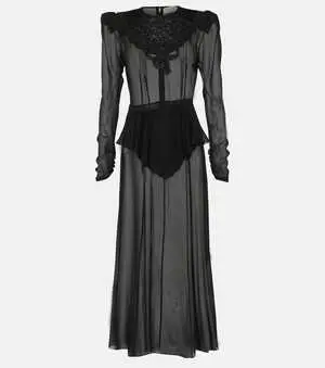 Alessandra Rich Silk Georgette Midi Dress