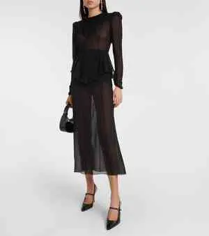 Alessandra Rich Silk Georgette Midi Dress