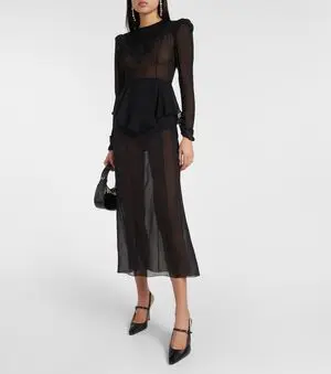 Alessandra Rich Silk Georgette Midi Dress