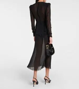 Alessandra Rich Silk Georgette Midi Dress