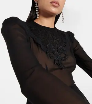 Alessandra Rich Silk Georgette Midi Dress