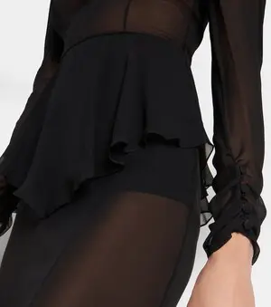 Alessandra Rich Silk Georgette Midi Dress