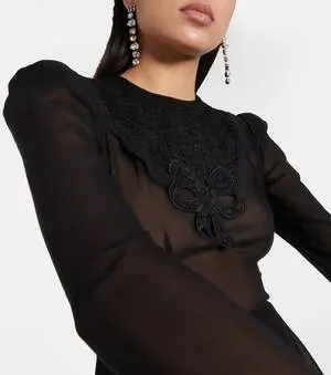 Alessandra Rich Silk Georgette Midi Dress