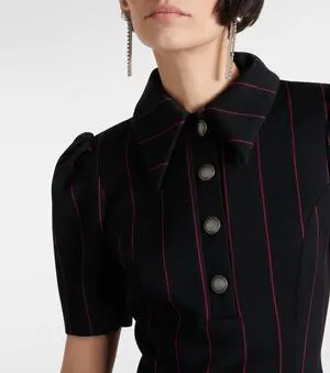 Alessandra Rich Pinstripe Wool-blend Minidress