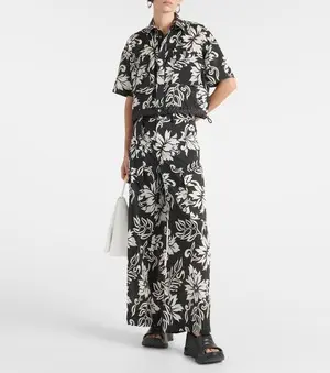 Sacai High-rise Floral Wide-leg Pants