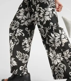 Sacai High-rise Floral Wide-leg Pants