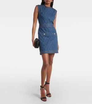 Veronica Beard Ginny Quilted Denim Minidress