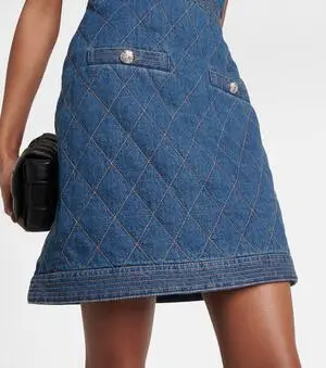 Veronica Beard Ginny Quilted Denim Minidress