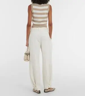 Brunello Cucinelli Herringbone Straight Pants