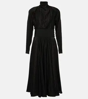 Alaïa Tie-neck Midi Dress - Black
