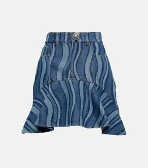 AREA Sunray Denim Miniskirt