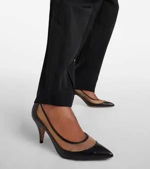 Khaite River Leather And Mesh Pumps - Black